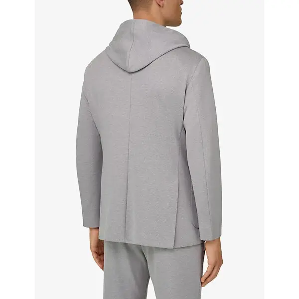 Boggi Milano Stretch-jersey Blazer With Removable Hood