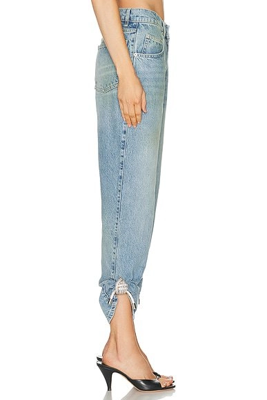 AREA Crystal Knot Wide Leg Jeans - Medium Blue