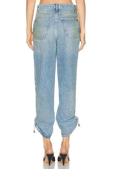 AREA Crystal Knot Wide Leg Jeans - Medium Blue
