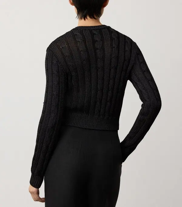 Ralph Lauren Silk Cable-knit Cropped Cardigan - Black