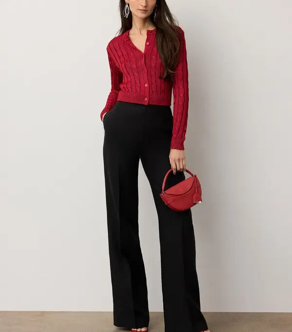 Ralph Lauren Silk Cable-knit Cropped Cardigan - Red