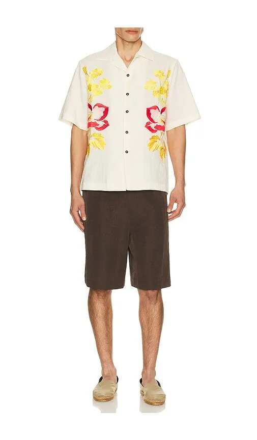 Commas Embroidered Peonies Bowling Shirt In . Also