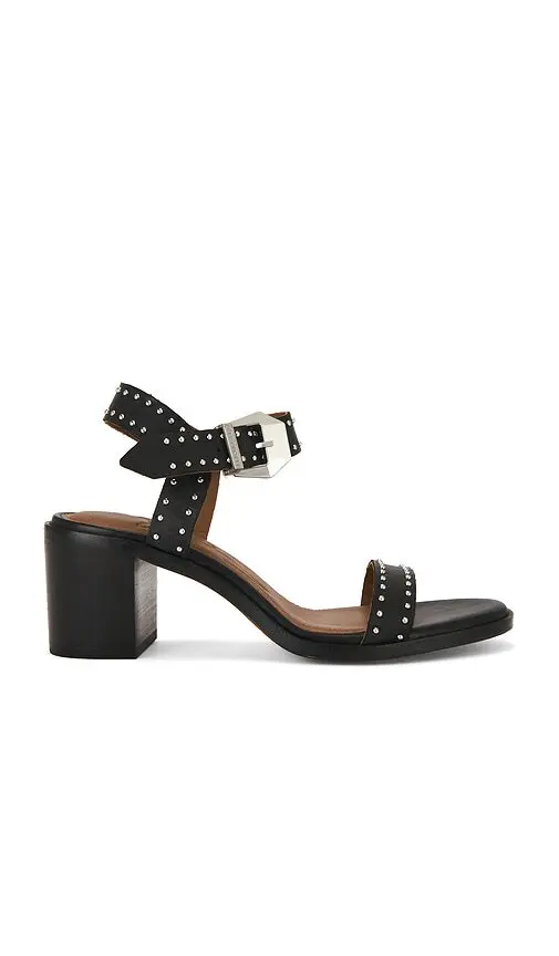 Free People Buckle Up Block Heel Sandals With Stud Embellishments - Black