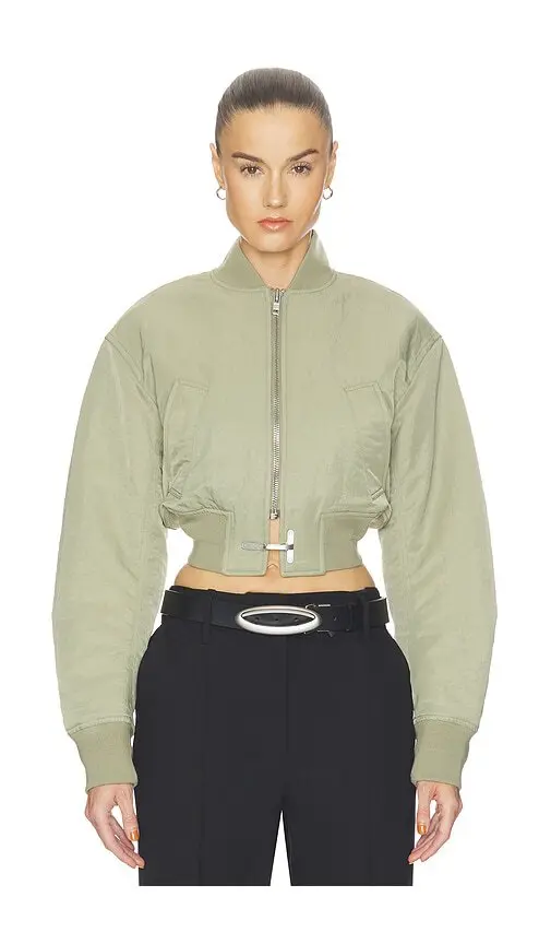 HAELO Cropped Bomber Jacket - Olive