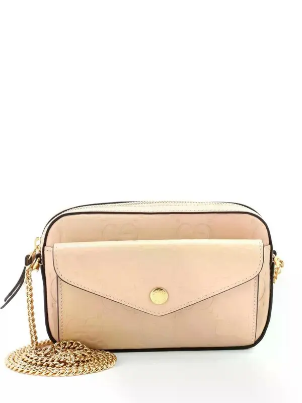 Gucci Jumbo Gg Embossed Leather Chain Shoulder Bag - Neutrals