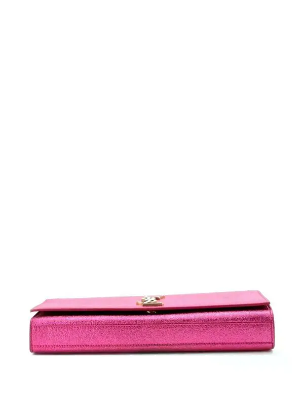 Saint Laurent Monogram Metallic Calfskin Clutch Bag - Pink