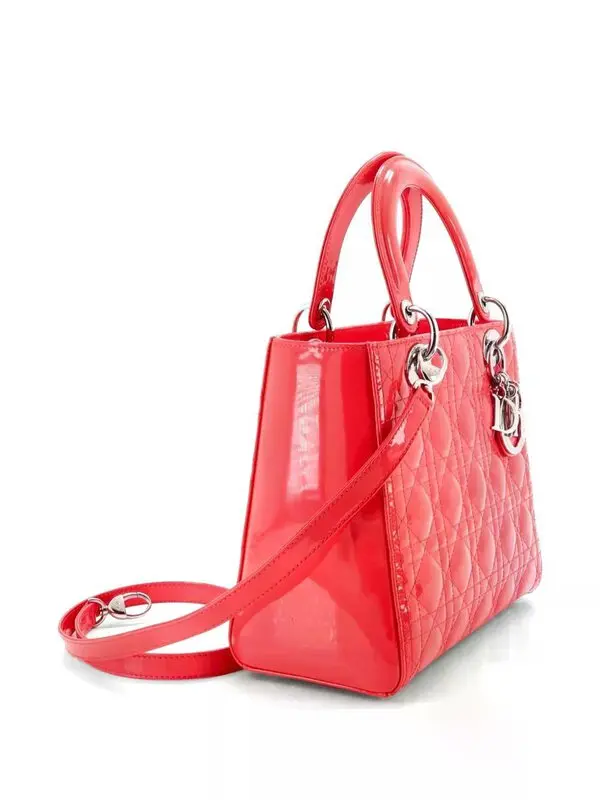 Dior Lady Cannage Quilt Patent Satchel - Pink