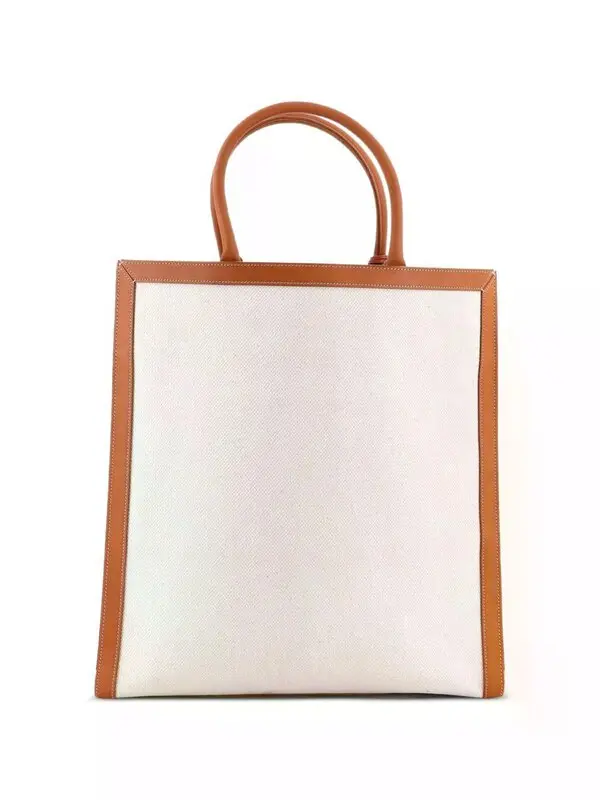 Celine Vertical Cabas Canvas Leather Tote Bag