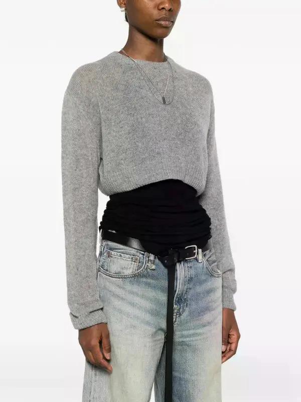 Balenciaga Cropped Round Neck Long Sleeve Sweater