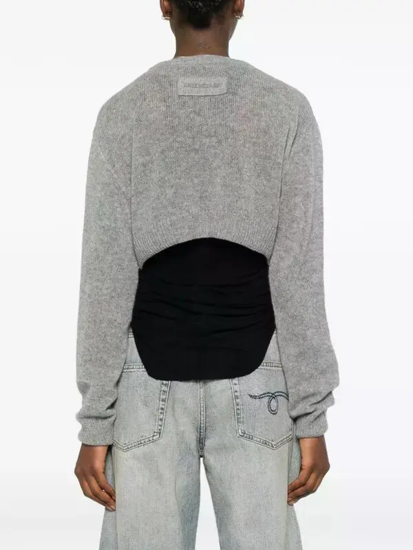 Balenciaga Cropped Round Neck Long Sleeve Sweater