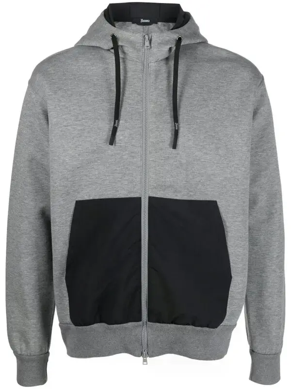 Herno Layered-effect Cotton-blend Hoodie - Grey
