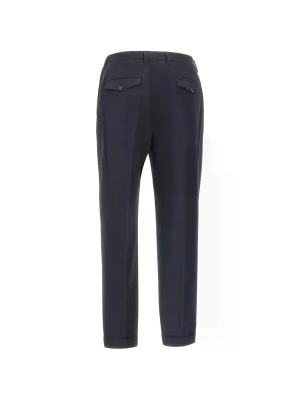 DEVORE INCIPIT Pleated Flap Wool Trousers - Blue