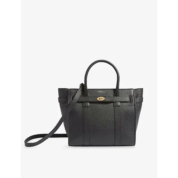 Mulberry Zipped Bayswater Mini Grained-leather Tote Bag - Black