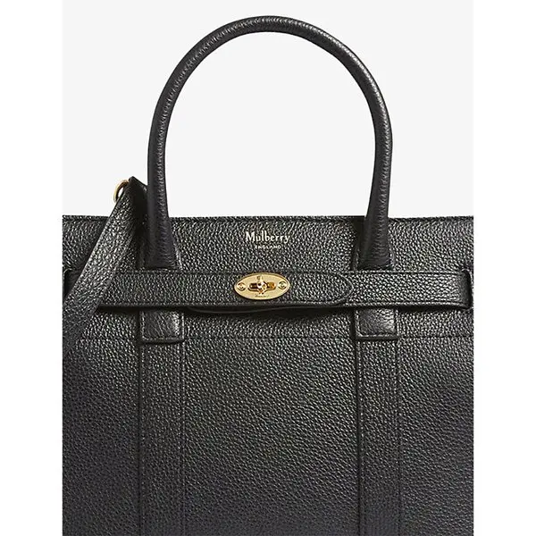 Mulberry Zipped Bayswater Mini Grained-leather Tote Bag - Black