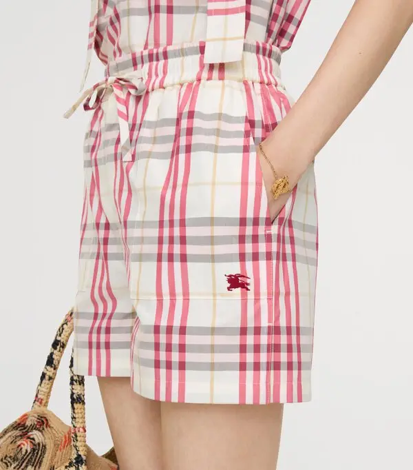 Burberry Cotton Check Print Relaxed Fit Shorts