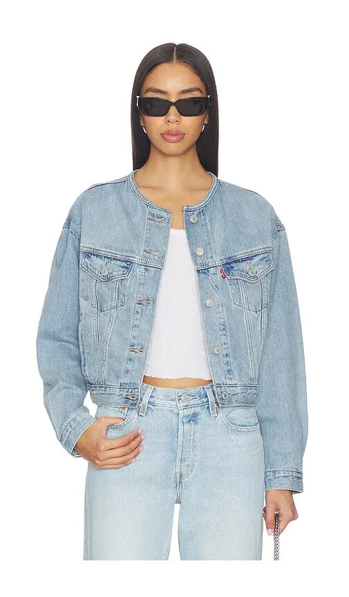 LEVI'S Collarless Shrunken Denim Trucker Jacket