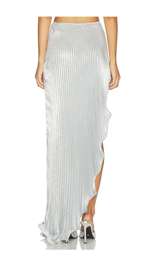 L'IDEE Metallic Pleated Asymmetrical Ruffle Skirt
