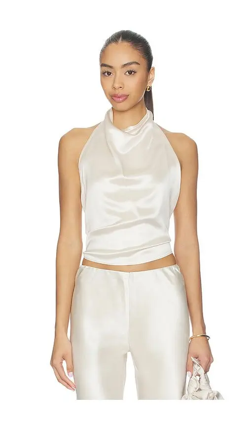 NONCHALANT LABEL Halterneck Draped Satin Top