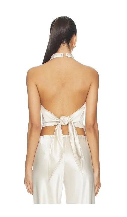 NONCHALANT LABEL Halterneck Draped Satin Top