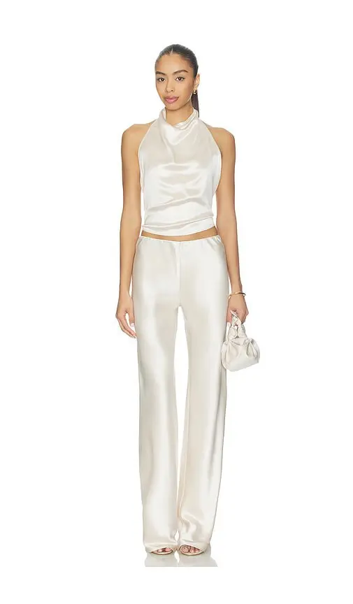 NONCHALANT LABEL Halterneck Draped Satin Top