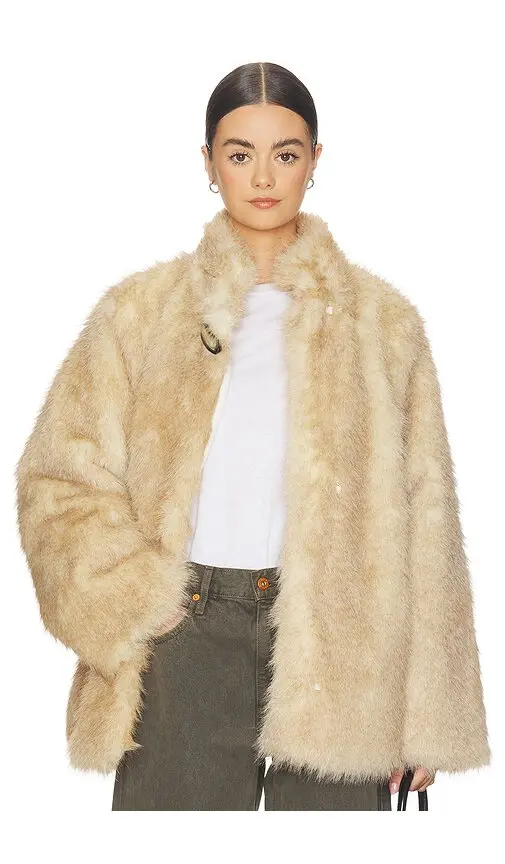 WeWoreWhat Faux Fur Jacket - Tan