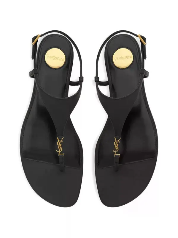 Saint Laurent Cassandre Leather Flat Sandals
