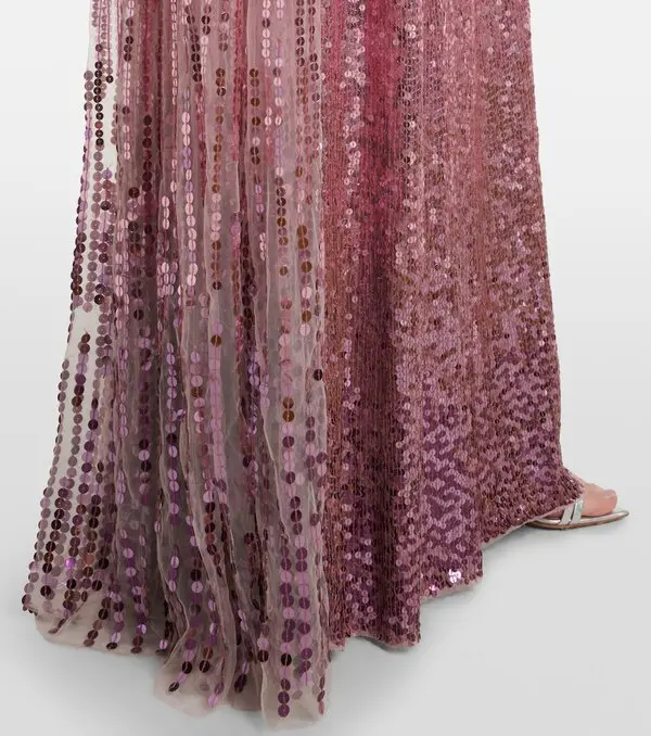 Jenny Packham Sequined Caped Gown