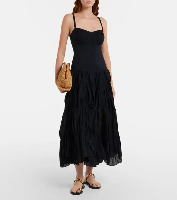 Ulla Johnson Emmalina Cotton Voile Midi Dress - Black