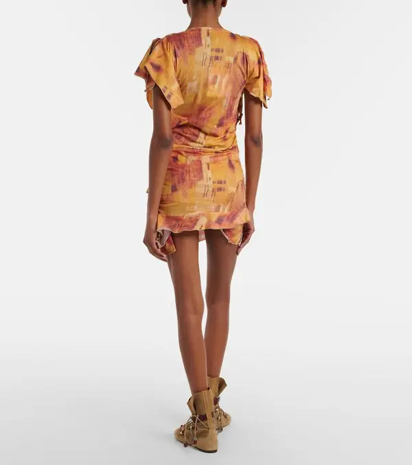 Isabel Marant Étoile Janick Printed Ruffled Cotton Mini Dress - Multicoloured