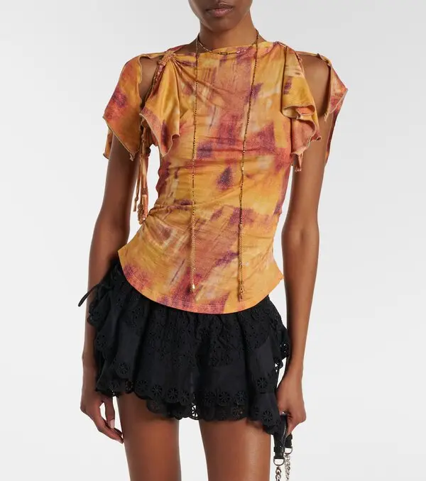 Isabel Marant Étoile Jazai Printed Ruffled Cotton Top - Multicoloured