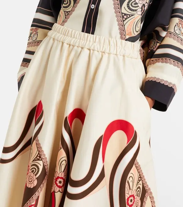 La DoubleJ Cotton Gabardine Midi Skirt - White