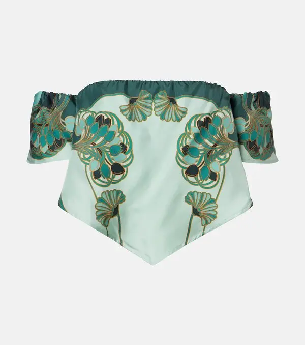 La DoubleJ Sand Dollar Printed Silk Top
