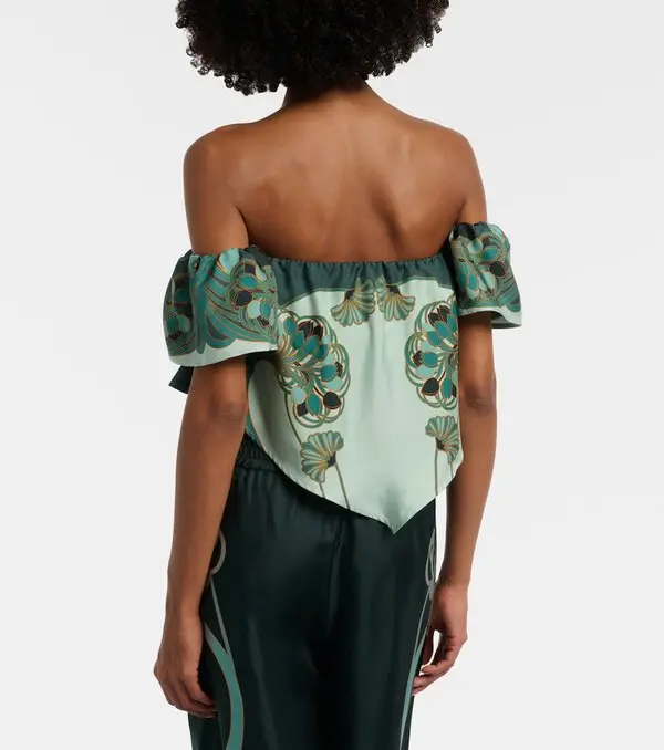 La DoubleJ Sand Dollar Printed Silk Top