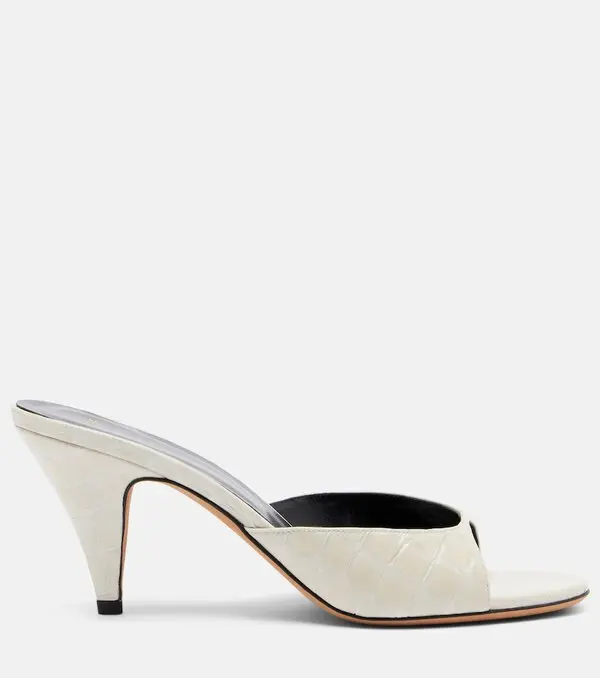 JUDE Haze Croc-effect Patent Leather Mules - White