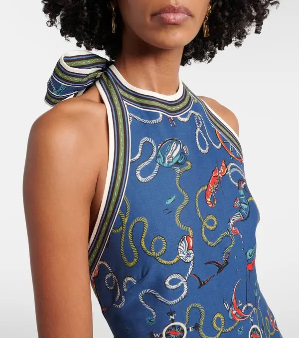 ALEMAIS Cove Printed Halterneck Maxi Dress