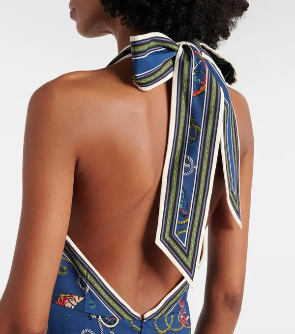ALEMAIS Cove Printed Halterneck Maxi Dress