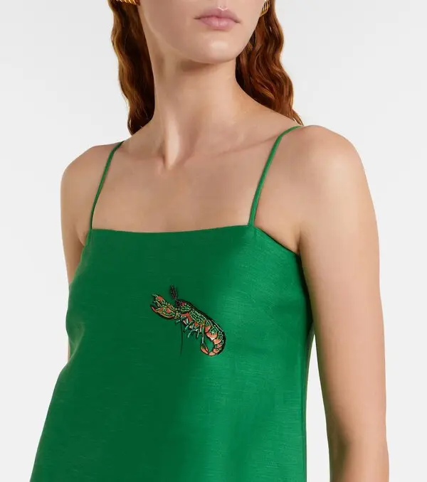 ALEMAIS Embellished Linen-blend Maxi Dress