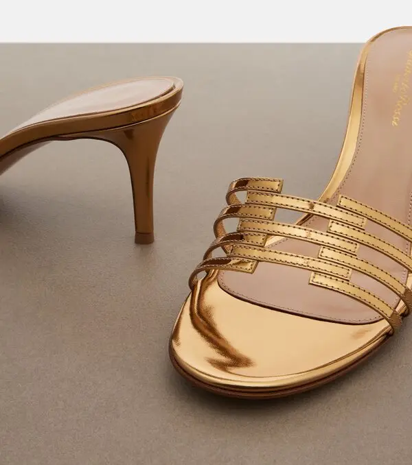 GIANVITO ROSSI Metallic Leather Mules