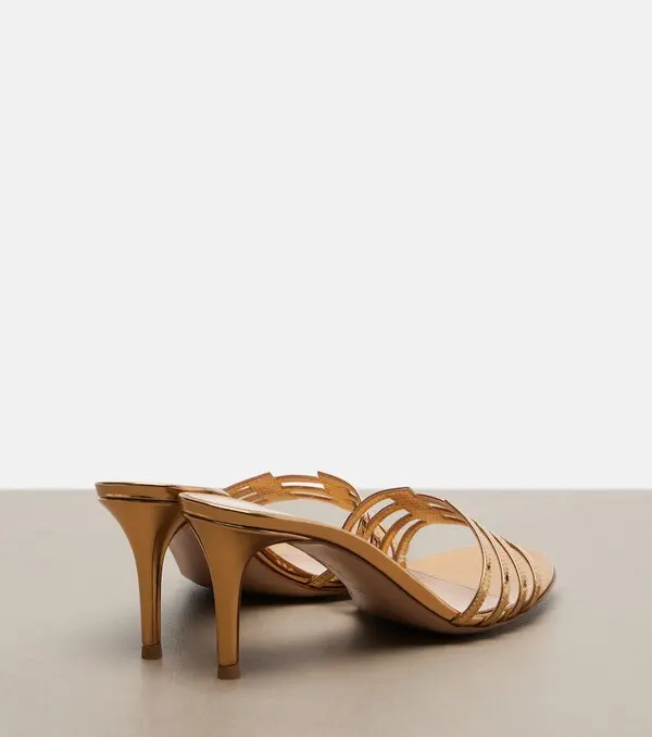 GIANVITO ROSSI Metallic Leather Mules
