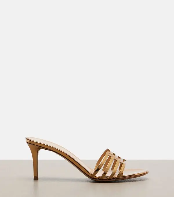 GIANVITO ROSSI Metallic Leather Mules