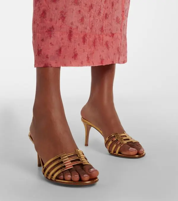 GIANVITO ROSSI Metallic Leather Mules