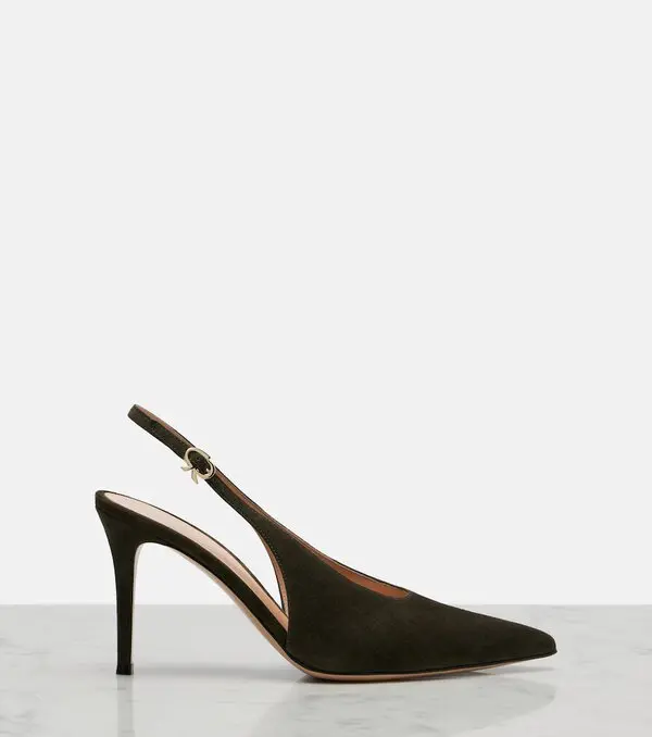 GIANVITO ROSSI Robbie Suede Slingback Pumps - Green