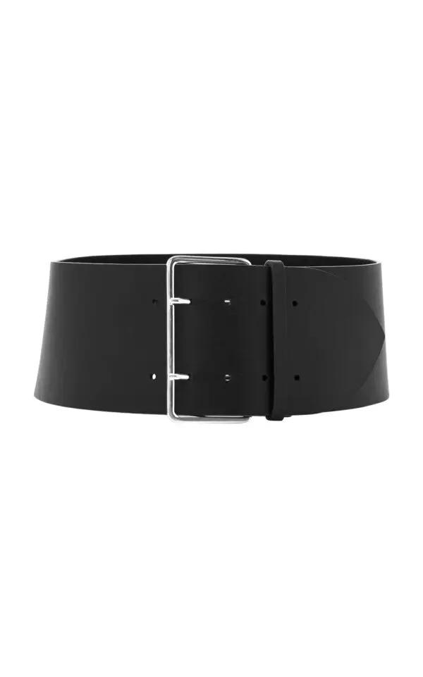 DEHANCHE Portia Leather Wide Belt - Black