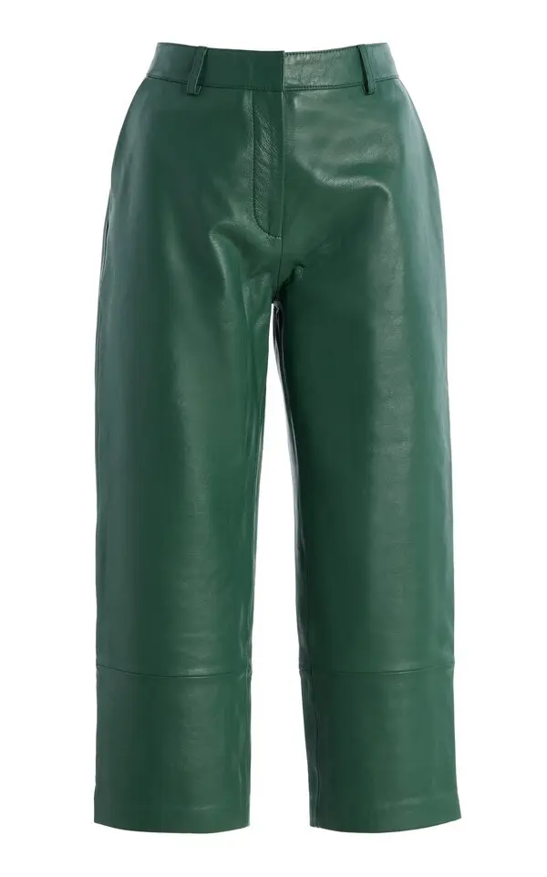 THE FRANKIE SHOP Lior Capri Leather Pants - Green