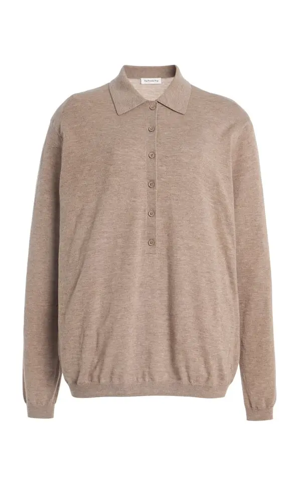 THE FRANKIE SHOP Tala Oversized Wool-blend Polo Shirt - Taupe