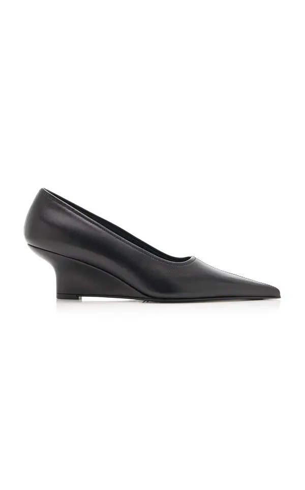TOTEME Sharp Leather Wedge Pumps - Black