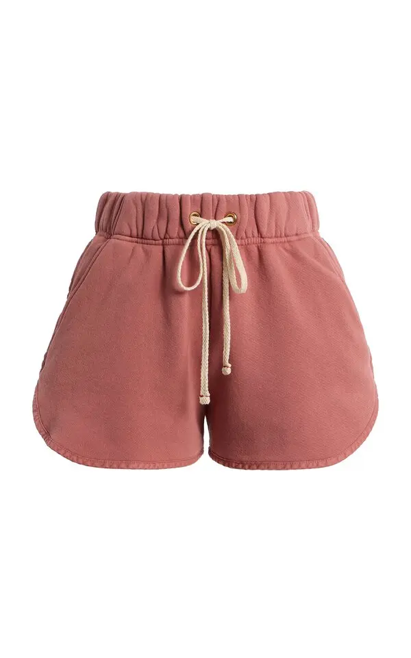 LES TIEN Serena High-rise Cotton Shorts - Pink