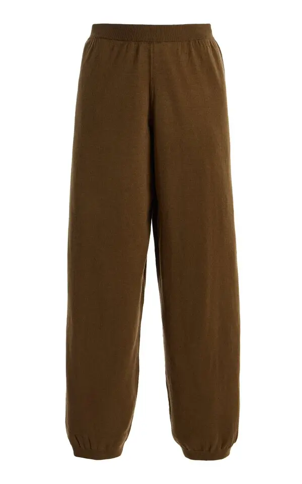 THE FRANKIE SHOP Olia Wool-blend Knit Joggers - Brown
