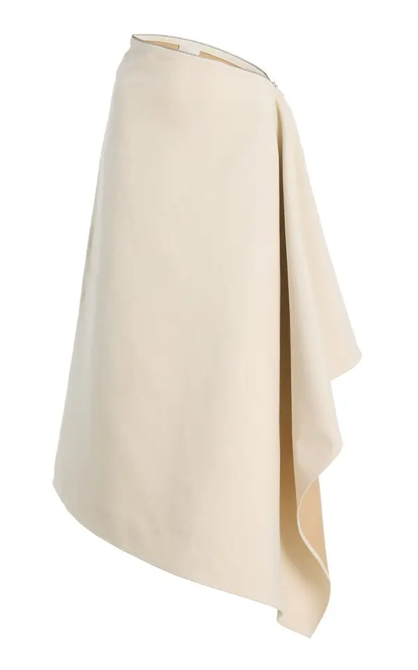 Bevza Cotton Canvas Asymmetric Draped Maxi Skirt
