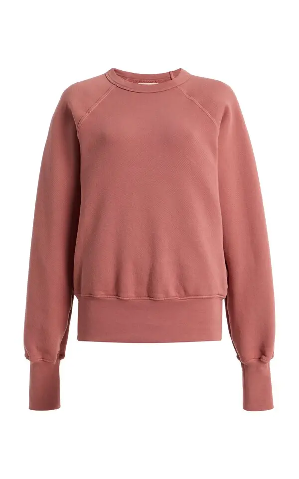 LES TIEN Leann Classic Raglan Cotton Sweatshirt - Pink